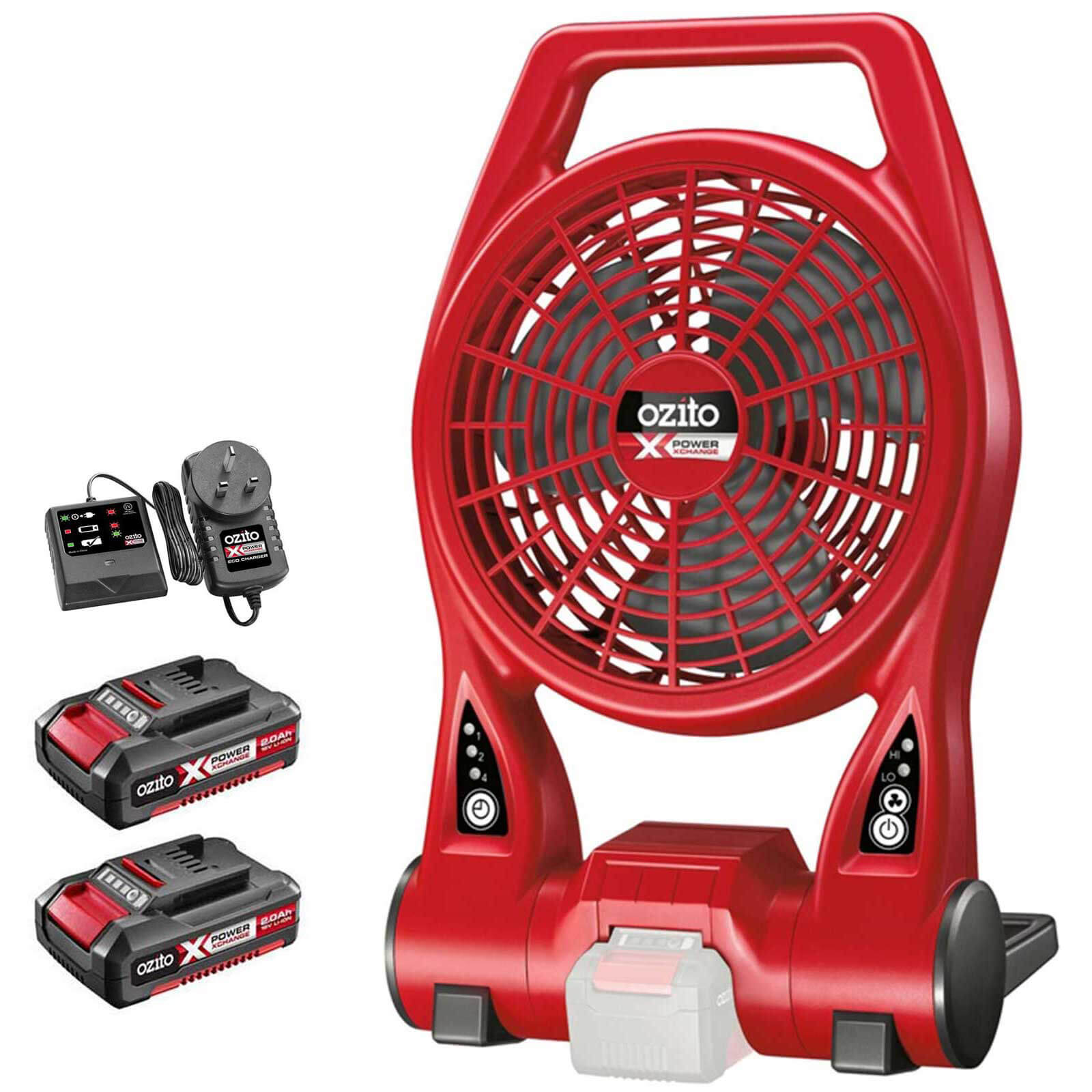 Ozito Pxpfs 18v Cordless Fan 2 X 2ah Li-ion Charger No Case - Pilgrim