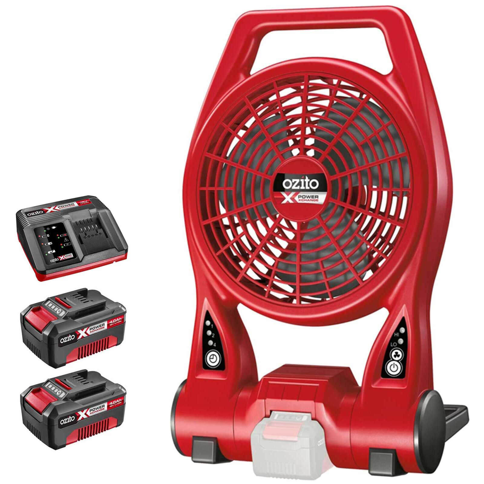Ozito Pxpfs 18v Cordless Fan 2 X 4ah Li-ion Charger No Case - Pilgrim