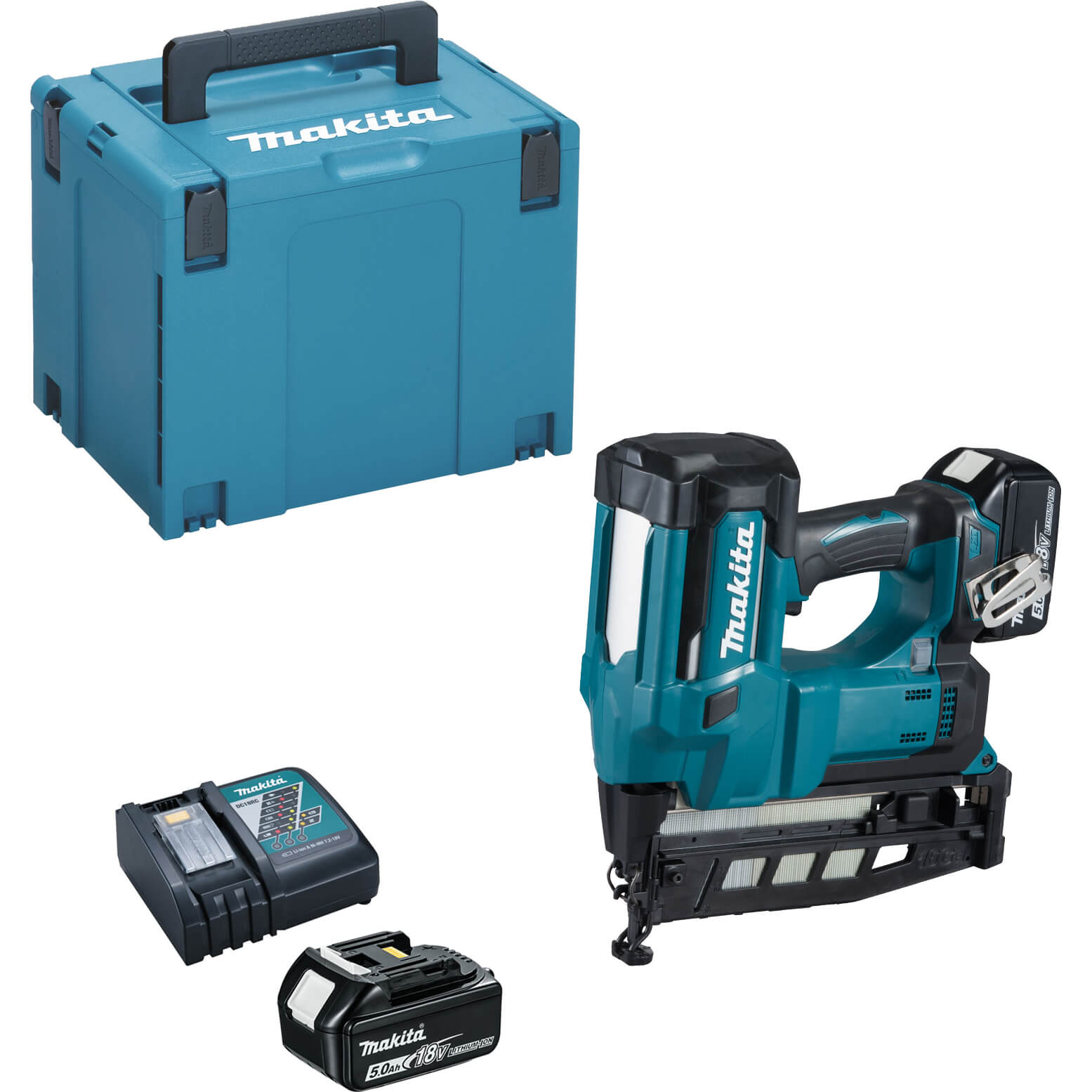 Makita Dbn600 18v Lxt Cordless 16 Gauge Finishing Nailer 2 X 5ah Li-ion ...