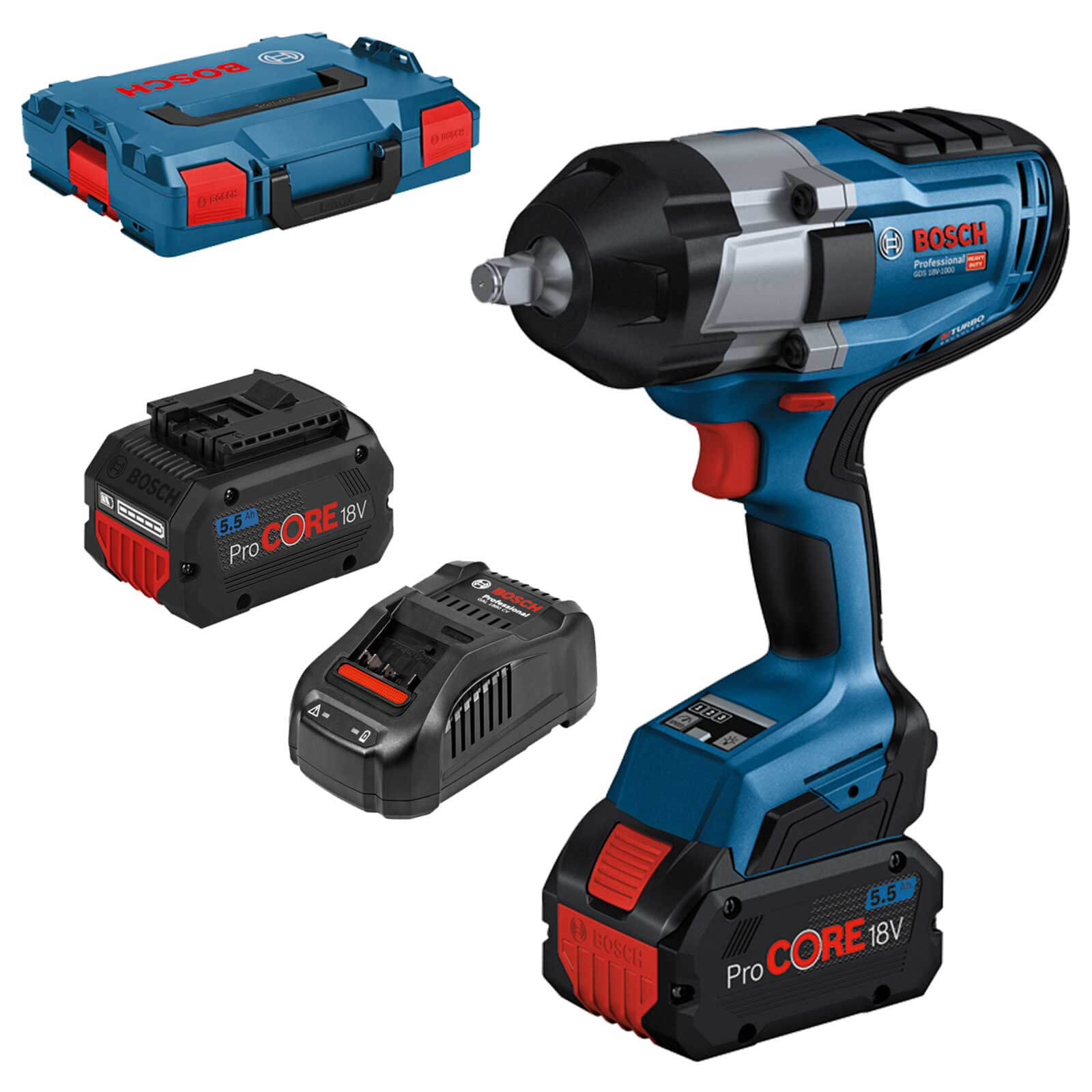 Bosch Gds 18v-1000 Biturbo 18v Cordless Brushless High Torque ½” Drive Impact Wrench 2 X 5.5ah ...